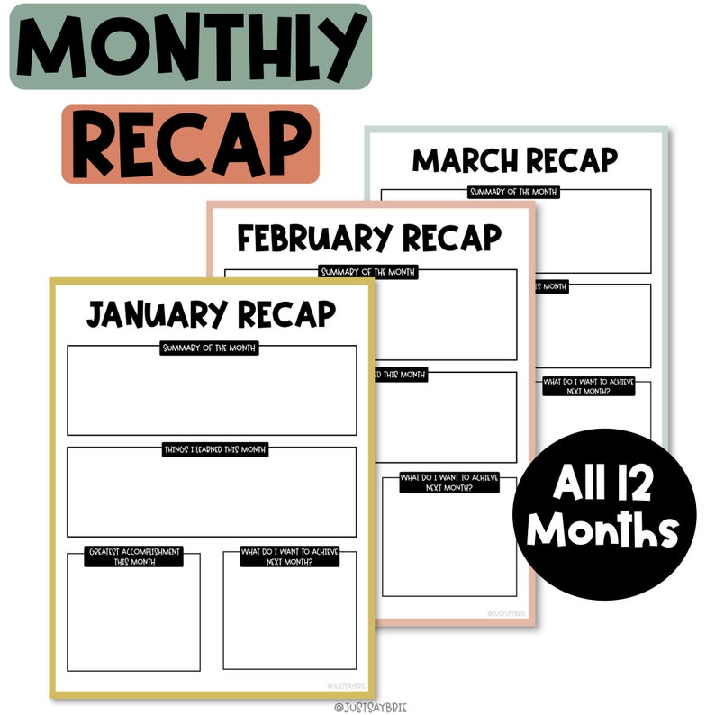 Monthly Recap | Monthly Summary | Digital Planning | Printable ...