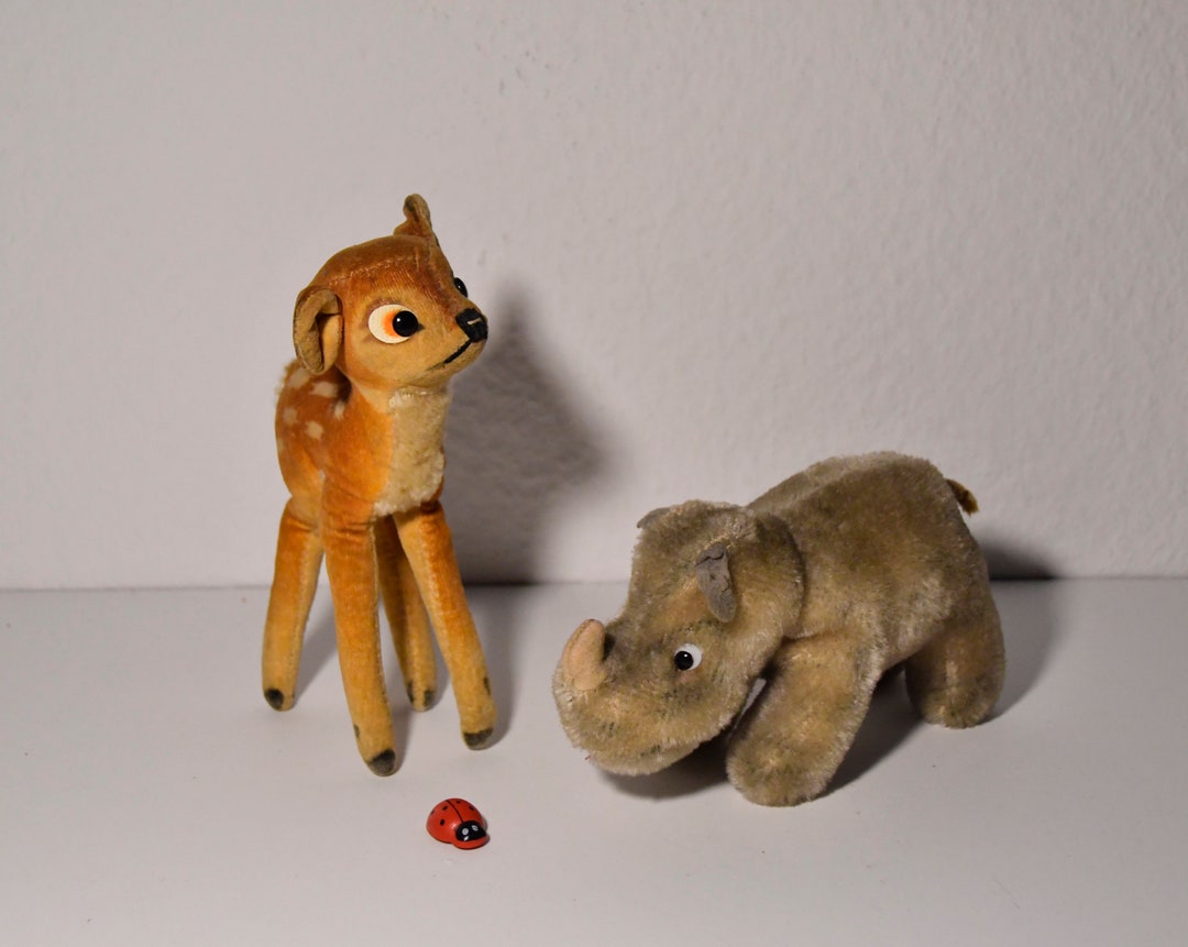 Original Steiff Bambi & Rhino / Stuffed Toys / Plush Toys / 60s / Mid ...