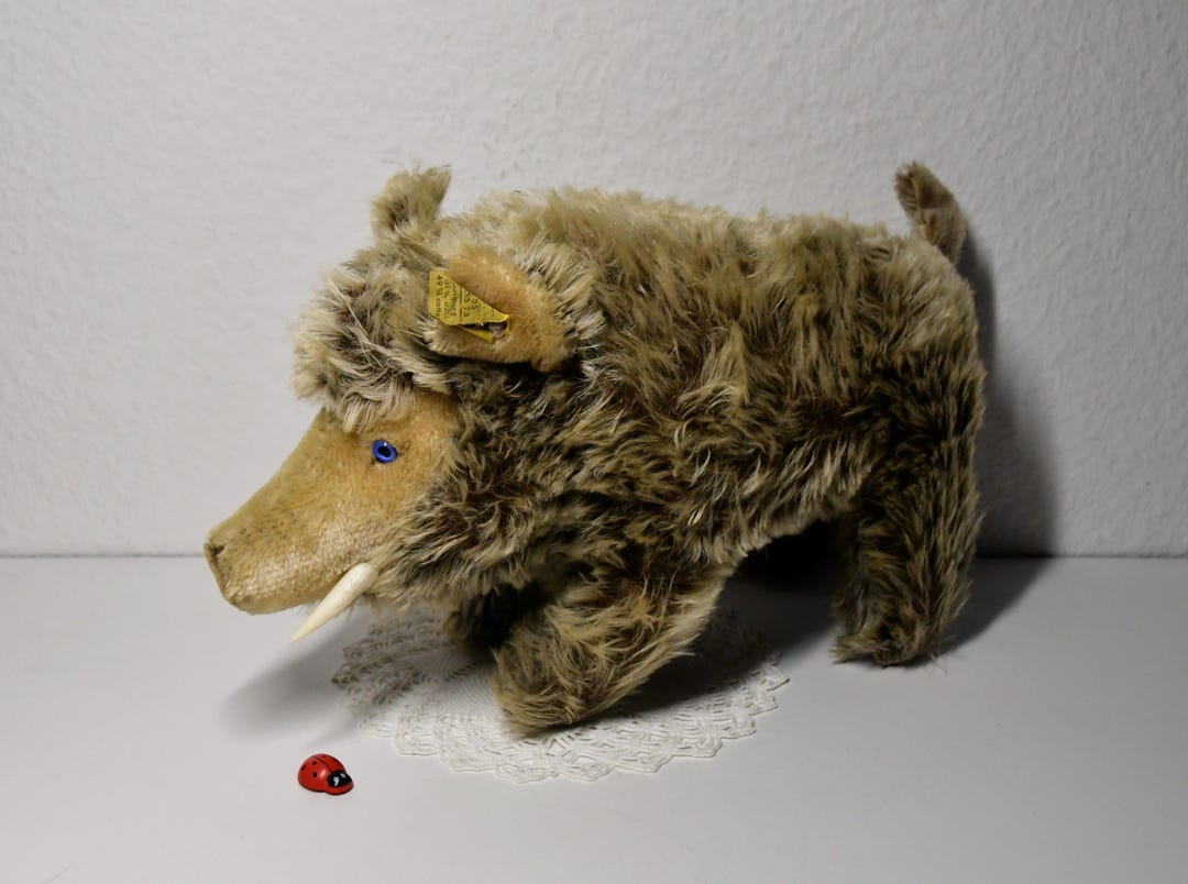 Original Steiff Wildschwein "Wutzi" aus Mohair / Plüschtier / Keiler ...