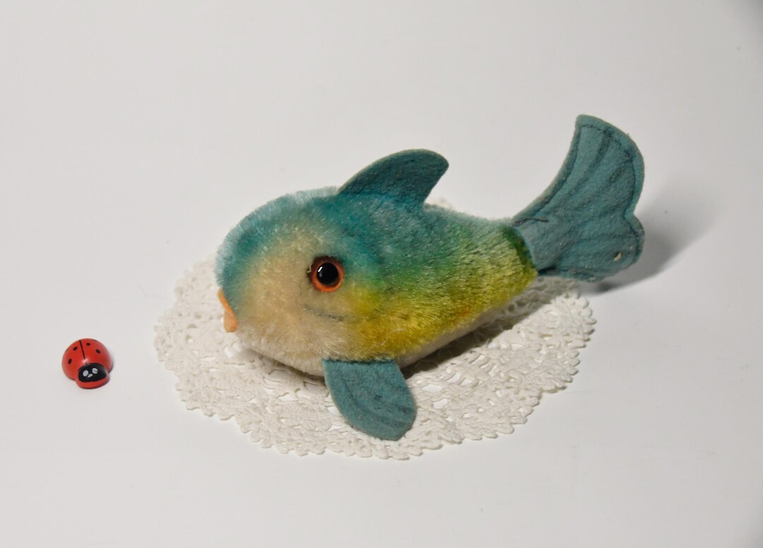 Cute Original Steiff Fish "flossy" Made of Mohair / Plush Toy / 12 Cm ...