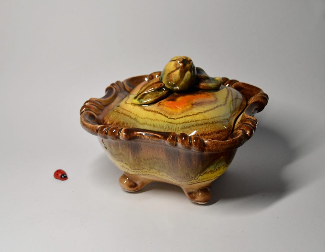 Pretty Ceramic Candy Dish by Dümler & Breiden / Lidded Jar / Running ...