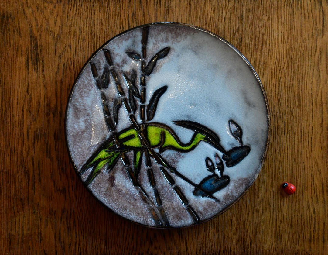 Ceramic Wall Plate by Ruscha Art 717/2 / Heron in Bamboo / 27.5 Cm ...