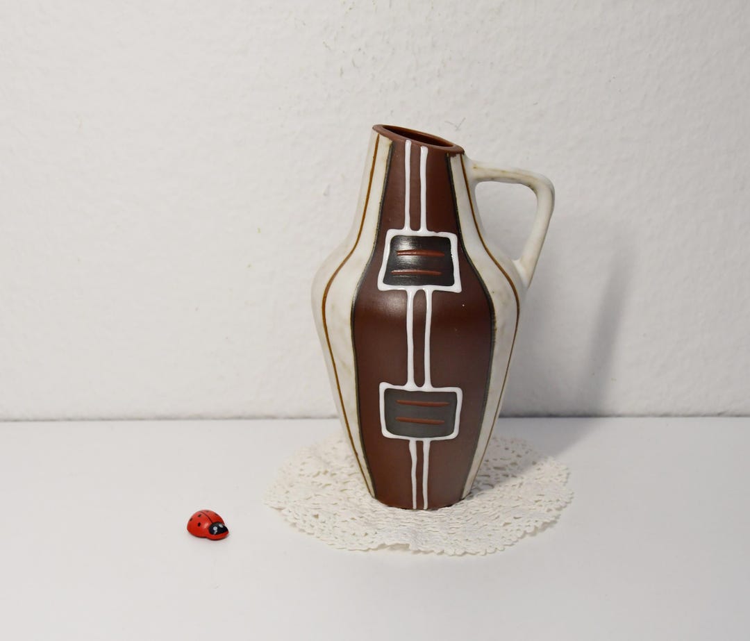 ESR Sawa 340-15 Ceramic Vase With Handle / 1960s / Incised Decoration ...