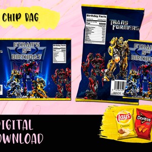 Transformers Chip Bag Birthday Party- Potato Labels - Labels Printable ...