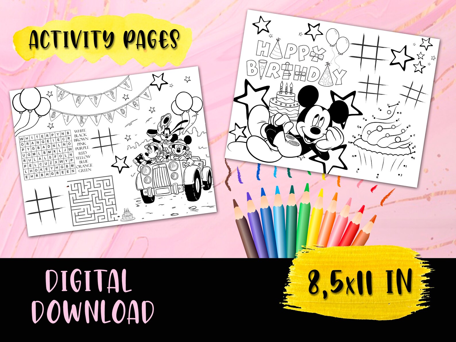 Mickey Mouse Coloring, Mickey Activities Birthday, Mickey Coloring Book ...