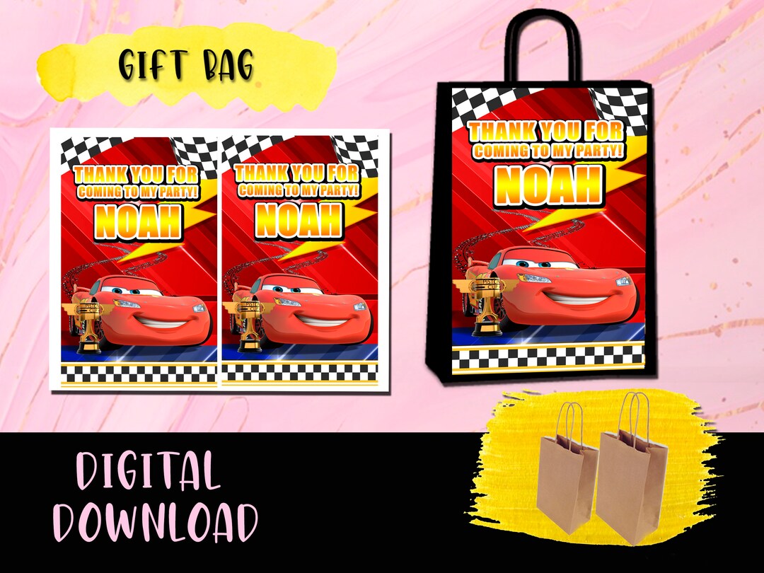 Cars Favor Bag Birthday Party- Gift Bag- Labels Printables Cars DIGITAL ...