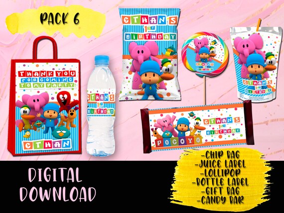 Pocoyo Birthday Party Pack Chip Bag Lollipop-Favor - Etsy España