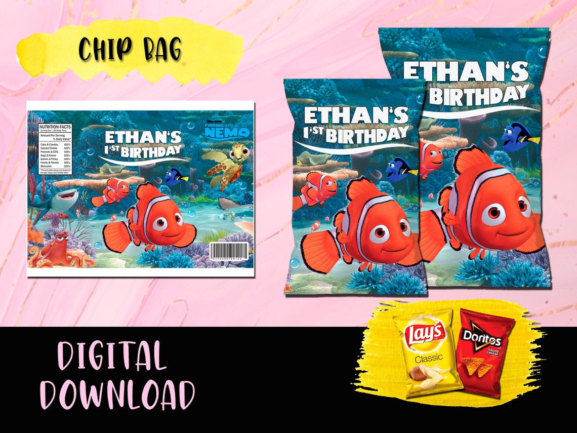Finding Nemo Chip Bag Birthday Party Potato Labels Labels - Etsy