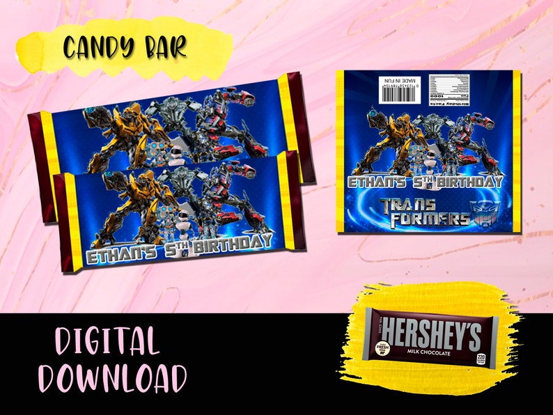 Transformers Chocolate Birthday Party Pack Candy Bar - Etsy