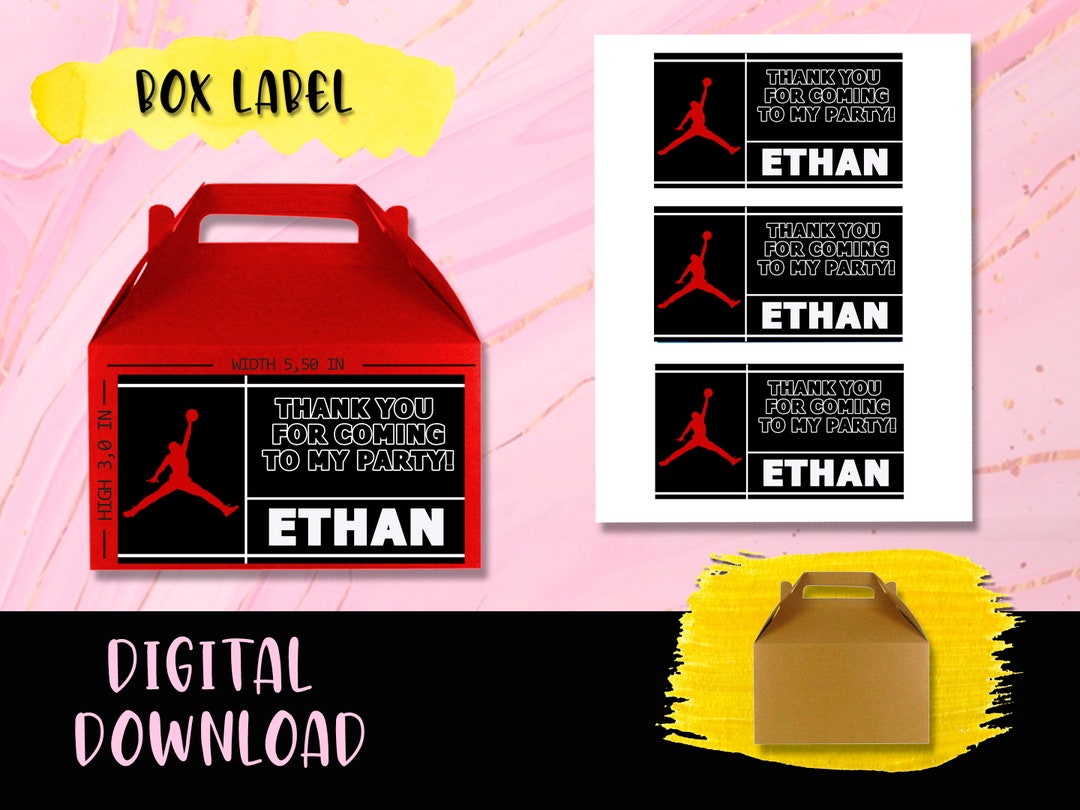 Jordan Jumpman Box Label Birthday Party- Gable Box - Gift Bag- Labels ...