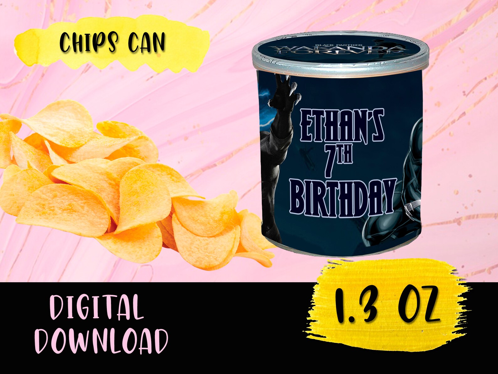 Black Panther Birthday Chips Can Birthday Party Labels - Etsy