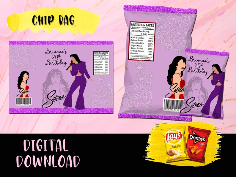 Selena Quintanilla Chip Bag Birthday Party Potato Labels - Etsy