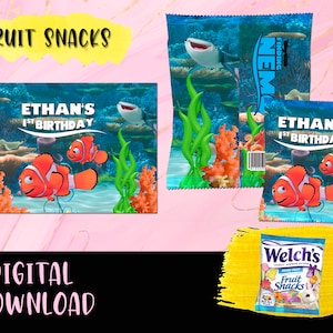 Finding Nemo Fruit Snacks Birthday Party- Fruit Snacks- Labels ...