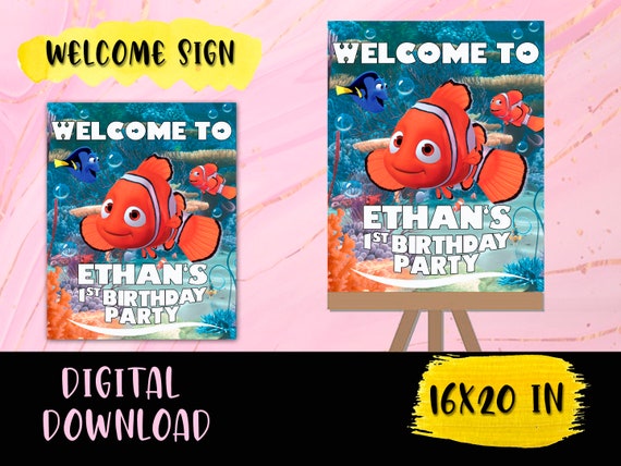 Finding Nemo Birthday Party Welcome Sign Backdrop - Etsy