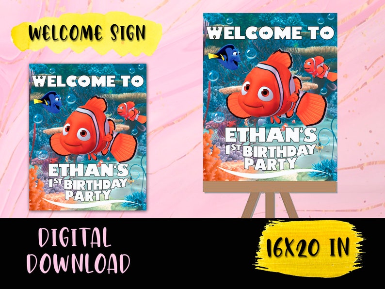Finding Nemo Birthday Party Welcome Sign Backdrop - Etsy