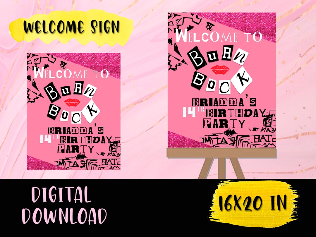 Mean Girls Burn Book Birthday Party Welcome Sign Backdrop Mean Girl ...