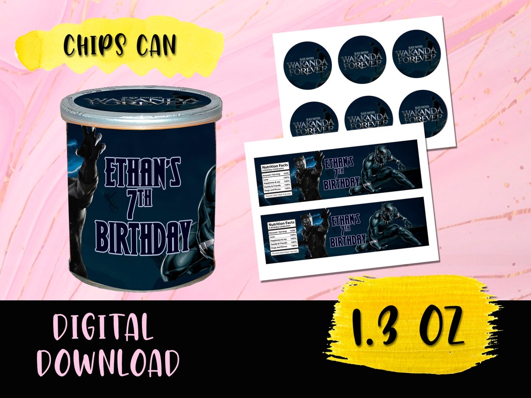 Black Panther Birthday Chips Can Birthday Party- Labels Printables ...