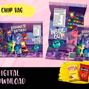 Inside Out Chip Bag Birthday Party- Potato Labels - Labels Printables ...