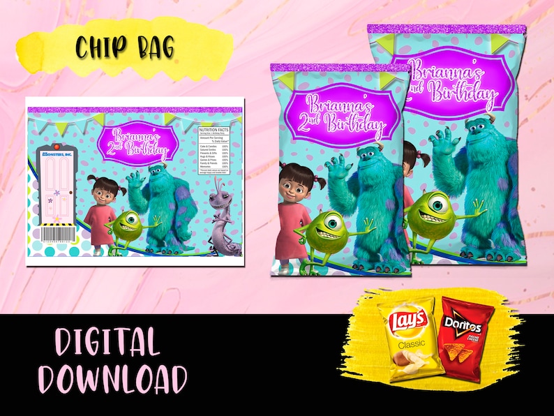 Monsters Inc Chip Bag Birthday Party Potato Labels Labels - Etsy Australia