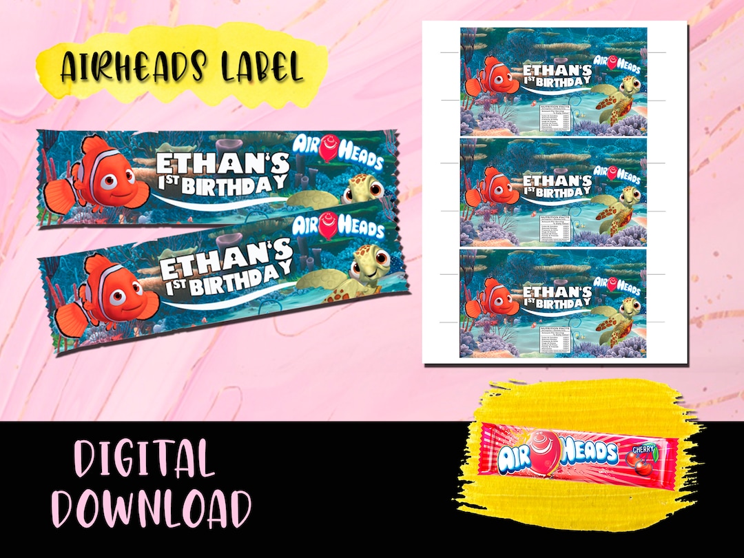Finding Nemo Airheads Birthday Party- Airheads Labels - Labels ...