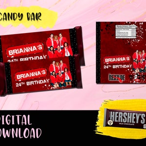 Rebelde Birthday Party Pack Chip Bag Candy Bar Juice Label Labels ...