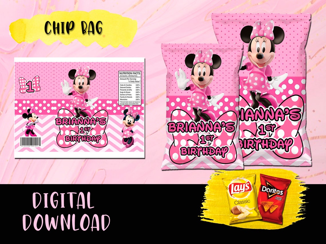 Minnie Mouse Chip Bag Birthday Party Potato Labels Labels - Etsy