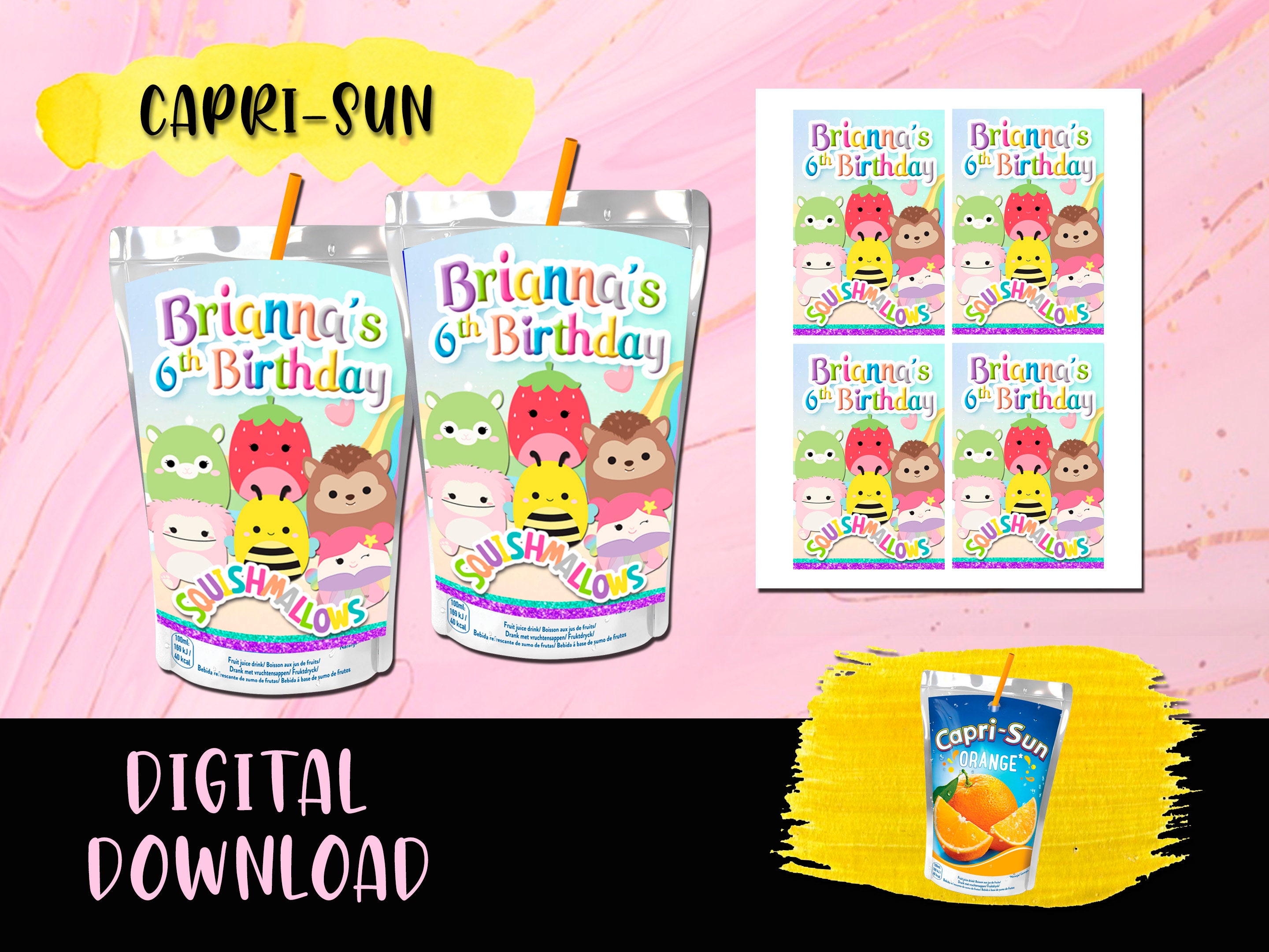 SQUISHMALLOW Birthday Party Pack Chip Bag Chocolate Juice - Etsy