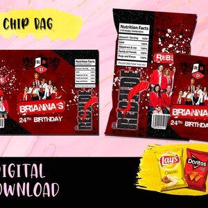 Rebelde Birthday Party Pack Chip Bag Candy Bar Juice Label Labels ...