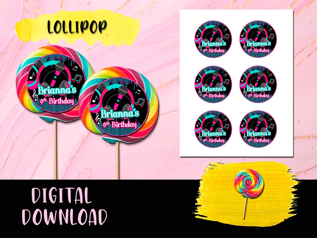 Musical Lollipops Birthday Party- Lollipop Labels - Labels Printable ...