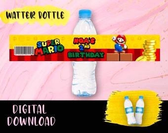 Super Mario Bros Bottle Label Printable Watter Bottle Mario Bros ...