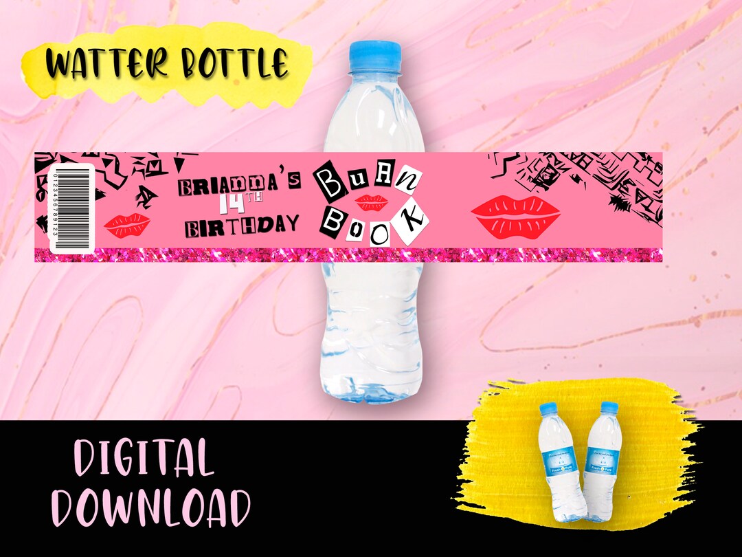 Mean Girls - Burn Book Birthday Bottle Label - Watter Bottle Party Pack ...