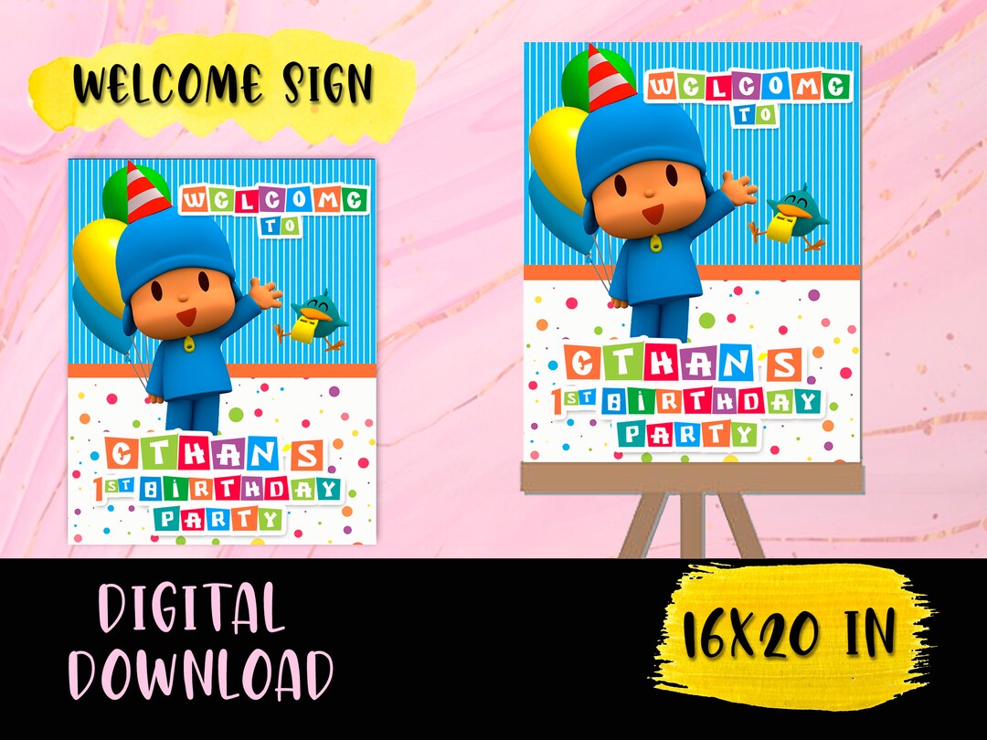 Pocoyo Birthday Party - Welcome Sign - Backdrop - Pocoyo Party DIGITAL ...