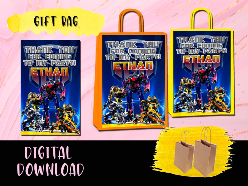 Transformers Favor Bag Birthday Party Gift Bag Labels - Etsy