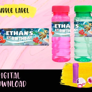 Finding Nemo Birthday Bubble Label - Watter Bottle Party Pack - Labels ...