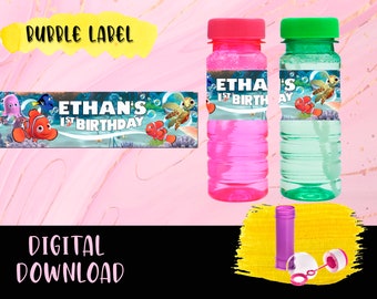 Water Bottle Finding Nemo Party Only DIGITAL DOWNLOAD for Water Bottle ...
