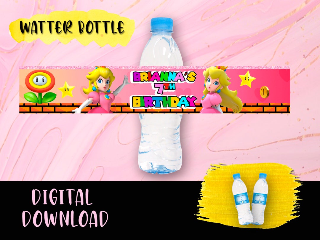 Princess Peach Birthday Bottle Label - Watter Bottle Party Pack ...