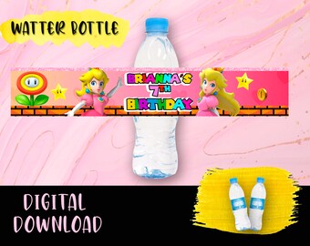 Super Princess Peach Birthday Party Favor Bag Label DIGITAL - Etsy