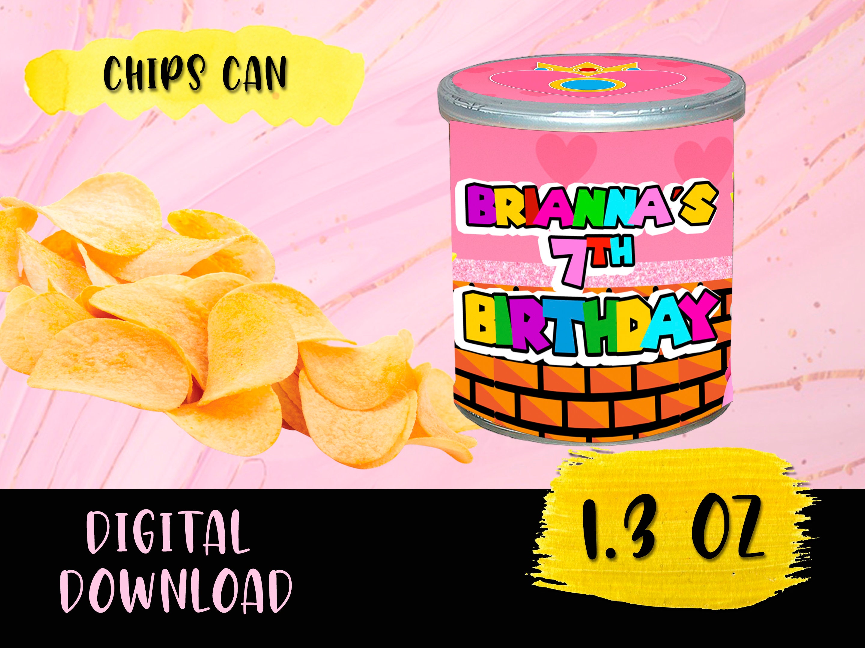 Princess Peach Birthday Chips Cans Birthday Party Pack - Etsy Canada