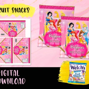 Princesses Disney Fruit Snacks Birthday Party- Fruit Snacks- Labels ...