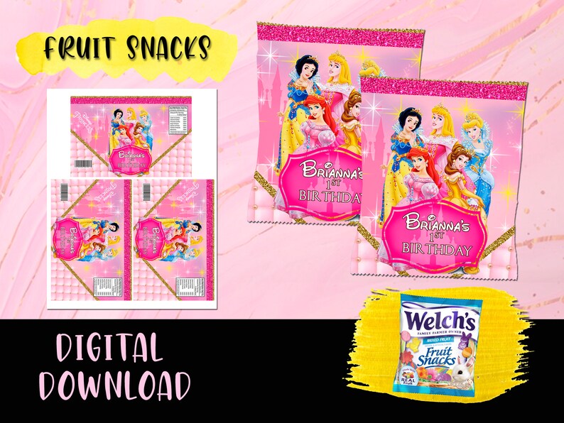 Princesses Disney Fruit Snacks Birthday Party Fruit Snacks - Etsy
