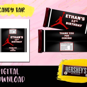 Jordan Jumpman Birthday Party Pack Chip Bag Candy Bar Bottlelabel ...