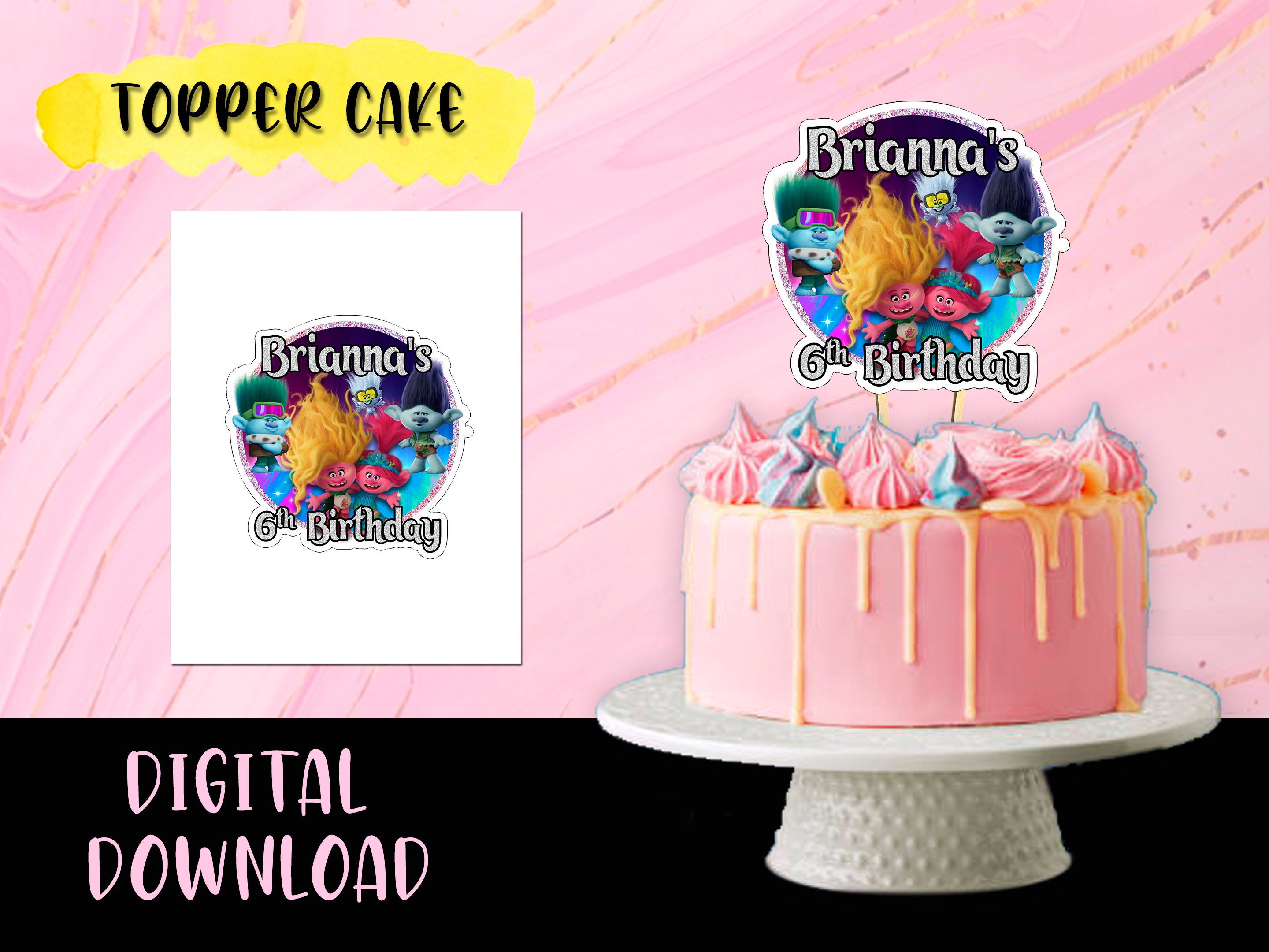 Trolls Birthday Party Pack Topper Cake Toppers. Topper Cupcakes Labels ...