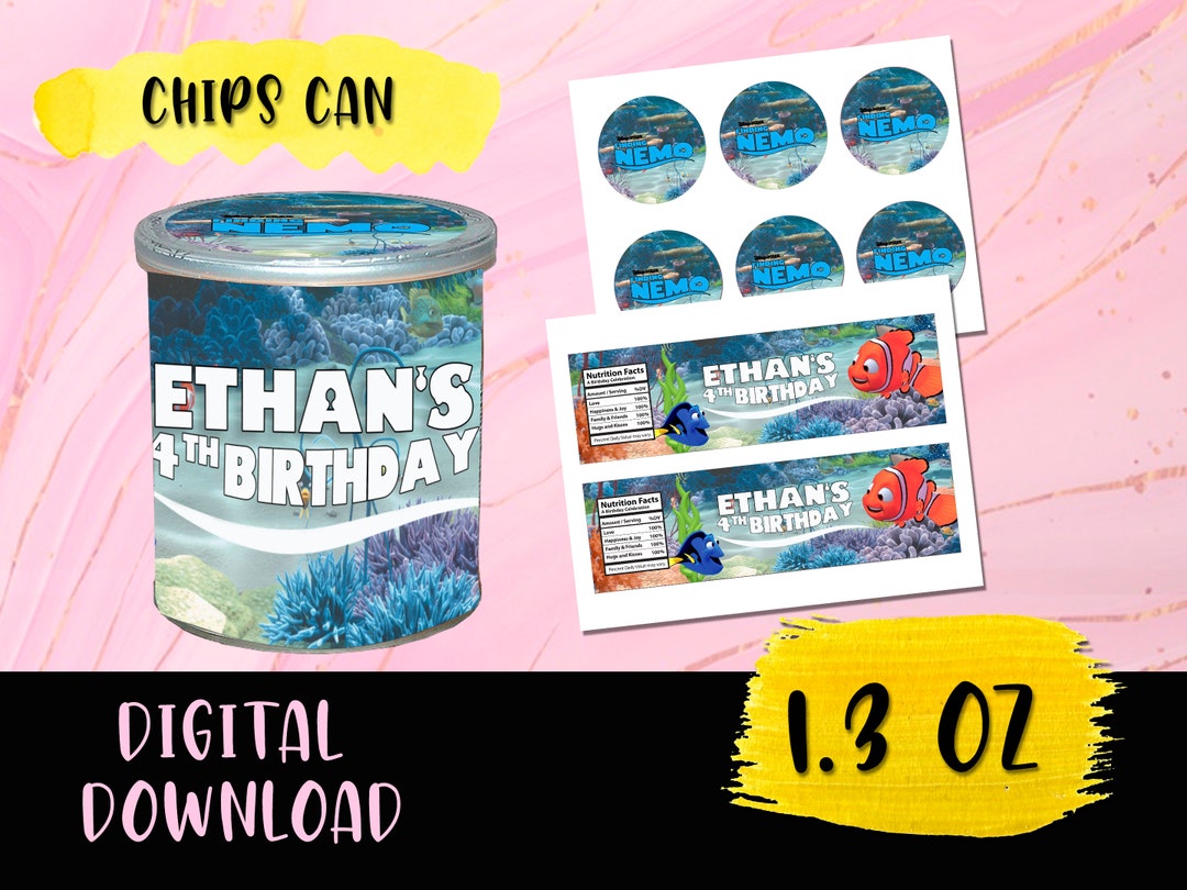 Finding Nemo Chips Cans Birthday Party - Pack - Chips Cans - Labels ...
