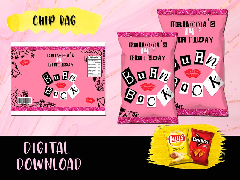 Mean Girls Burn Book Birthday Party Pack Chip Bag - Etsy