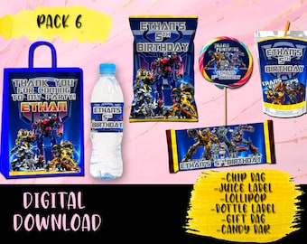 Transformers Box Label, Gable Box, Labels for Birthday Party Printable ...