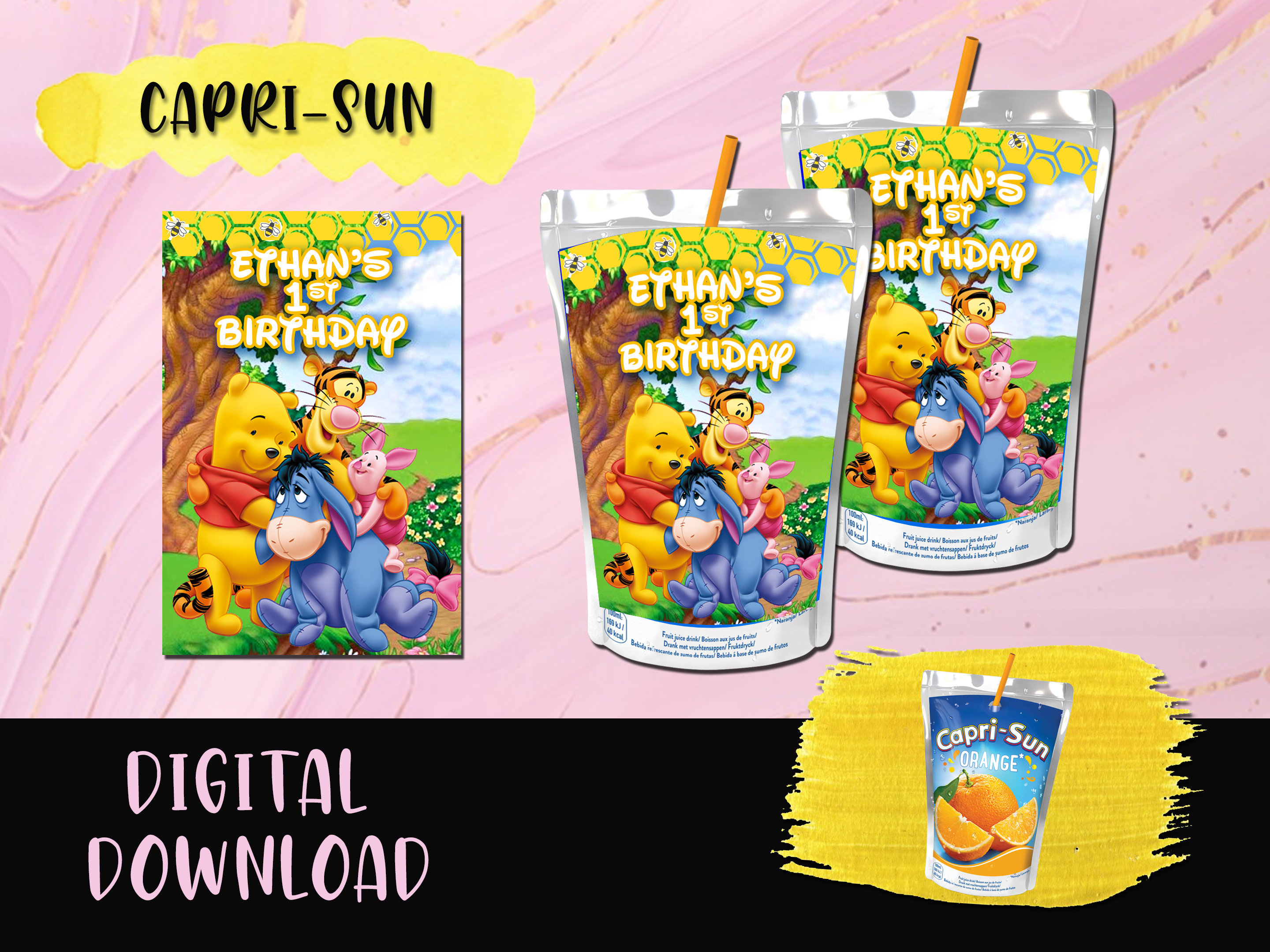 Winnie the Pooh Birthday Party Pack Chip Bag Candy Bar - Etsy