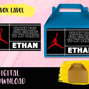 Jordan Jumpman Box Label Birthday Party- Gable Box - Gift Bag- Labels ...