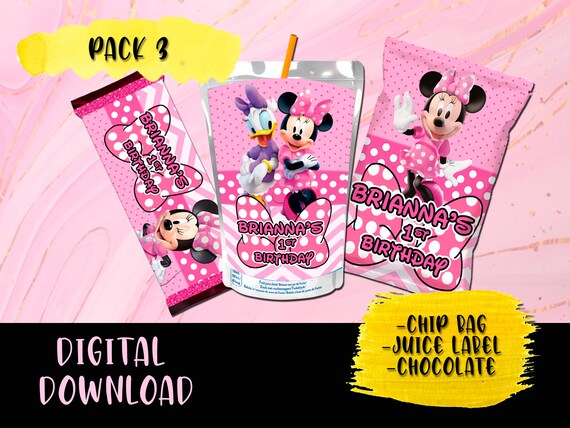 Minnie Mouse Birthday Party Pack Chip Bag Juice Candy - Etsy