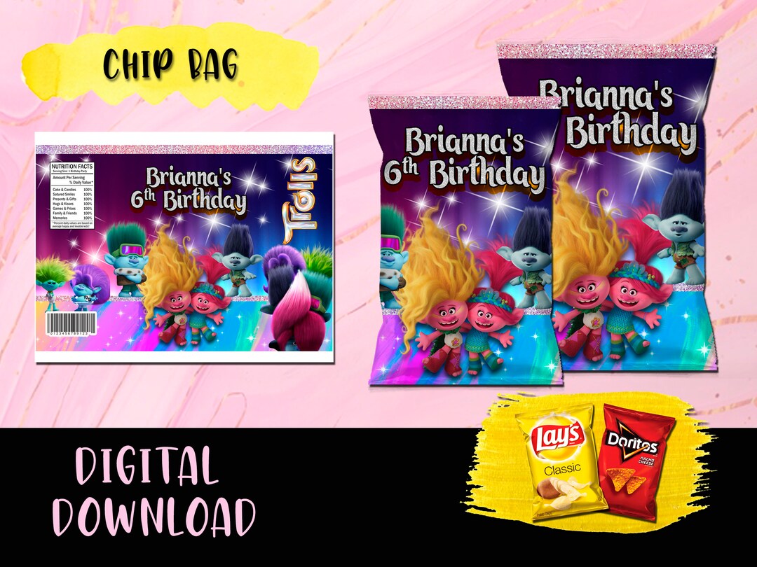 Trolls Chip Bag Birthday Party- Potato Labels - Labels Printables ...