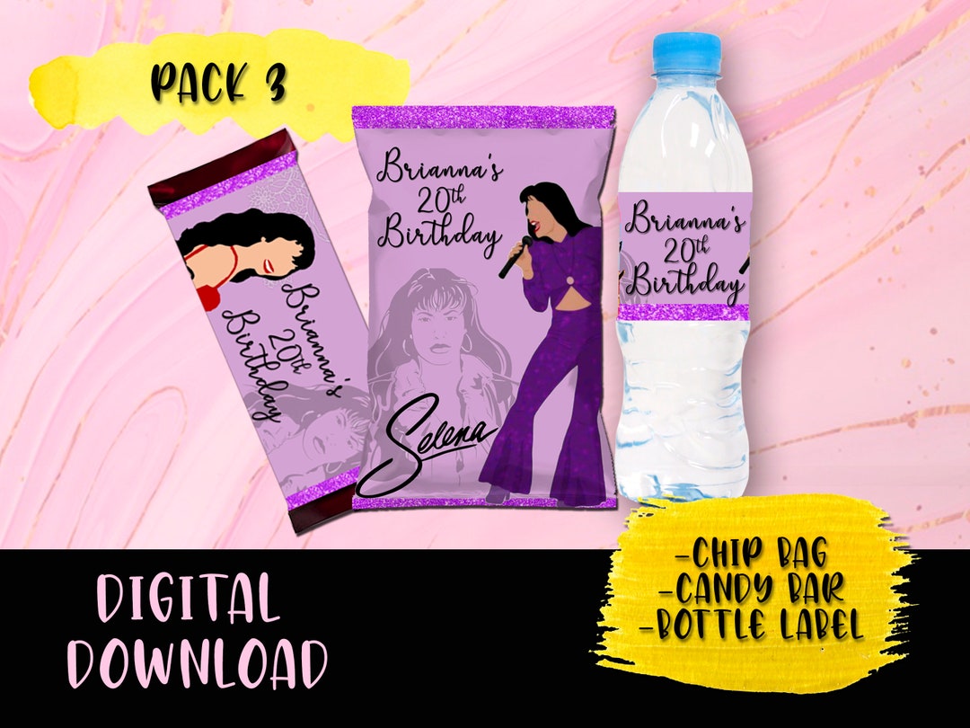 Selena Quintanilla Birthday Party Pack - Chip Bag - Candy Bar - Bottle ...